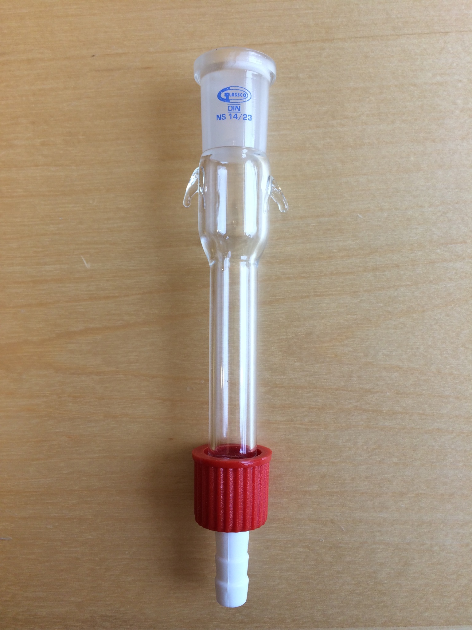 Adapter w straight nozzle, socket to tube w plastic connection NS14/23